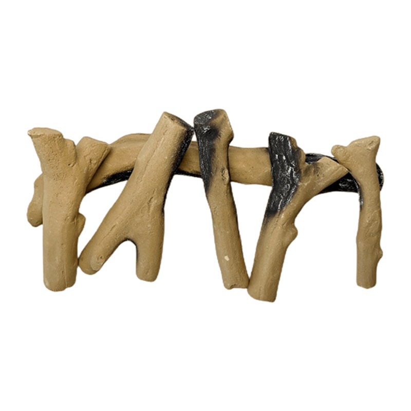 7 Piece Ceramic Fireplace Driftwood Log Set- Ceramic Gas Logs ...