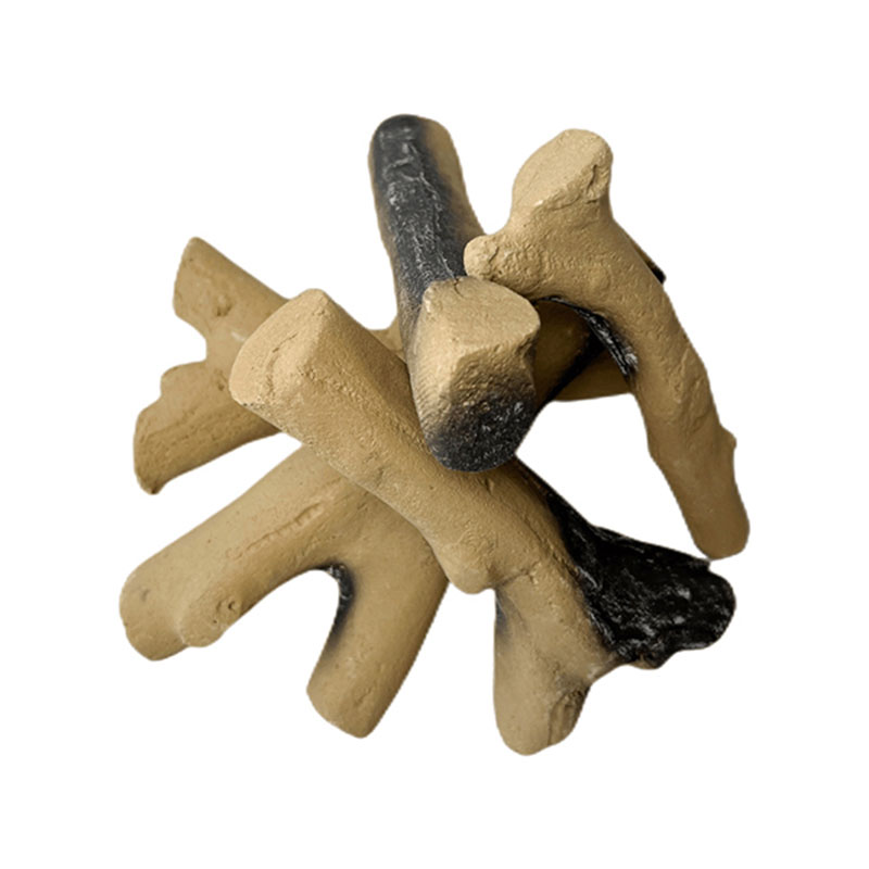7 Piece Ceramic Fireplace Driftwood Log Set- Ceramic Gas Logs ...