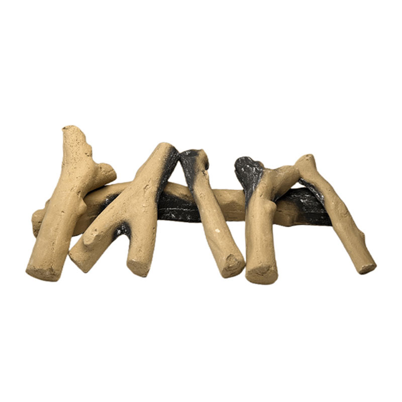 7 Piece Ceramic Fireplace Driftwood Log Set- Ceramic Gas Logs ...