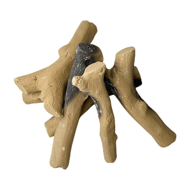7 Piece Ceramic Fireplace Driftwood Log Set- Ceramic Gas Logs ...